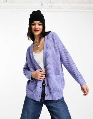 Brave Soul ribbed cardigan in lavender blue | ASOS
