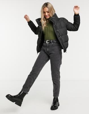 Brave Soul slay puffer jacket in black | ASOS