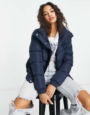 Brave Soul slay puffer jacket in navy | ASOS