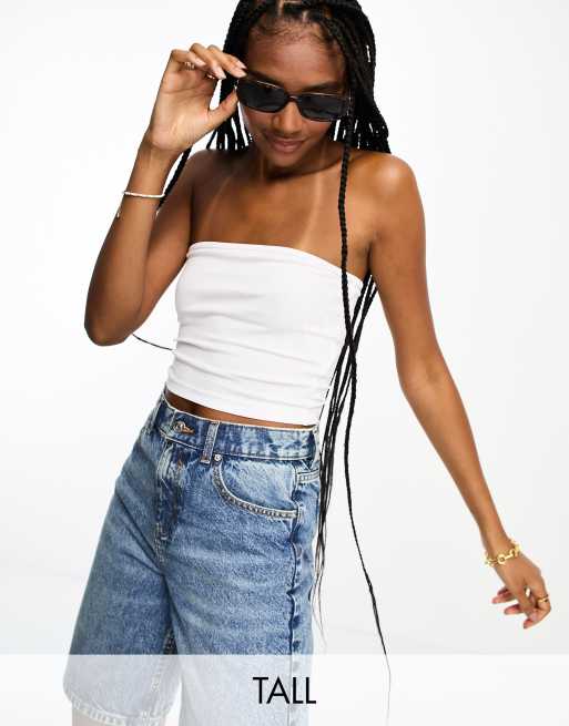 Brave Soul Tall carrie cropped bandeau top in white | ASOS