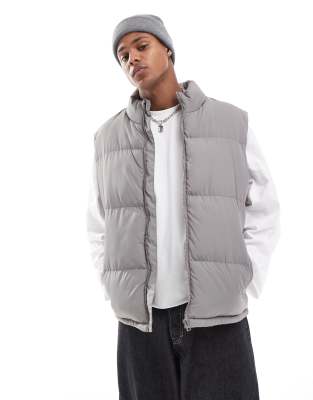 Brave Soul - Veste sans manches à col cheminée - Gris clair | ASOS