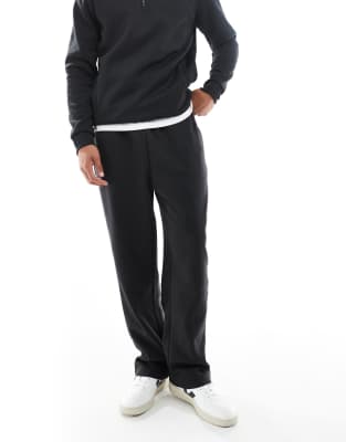 Brave Soul wide leg joggers with drawcord waist in black | ASOS