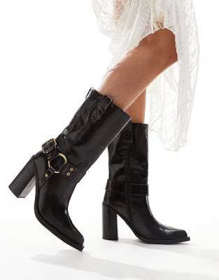 Bronx - Mya Mae - Stivaletti con tacco stile western in pelle ...