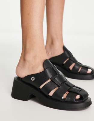 Bronx Vita fisherman mule leather sandal in black | ASOS