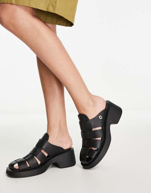 Bronx Vita fisherman mule leather sandals in black | ASOS