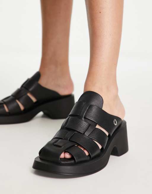Bronx Vita fisherman mule leather sandals in black | ASOS