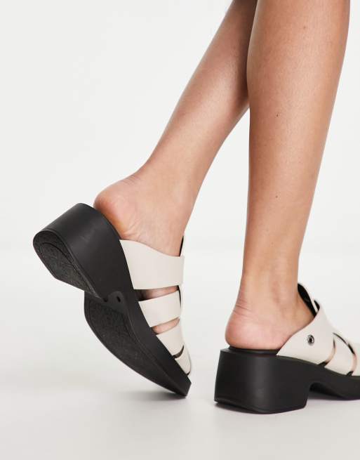 Bronx Vita fisherman mule leather sandals in off white | ASOS