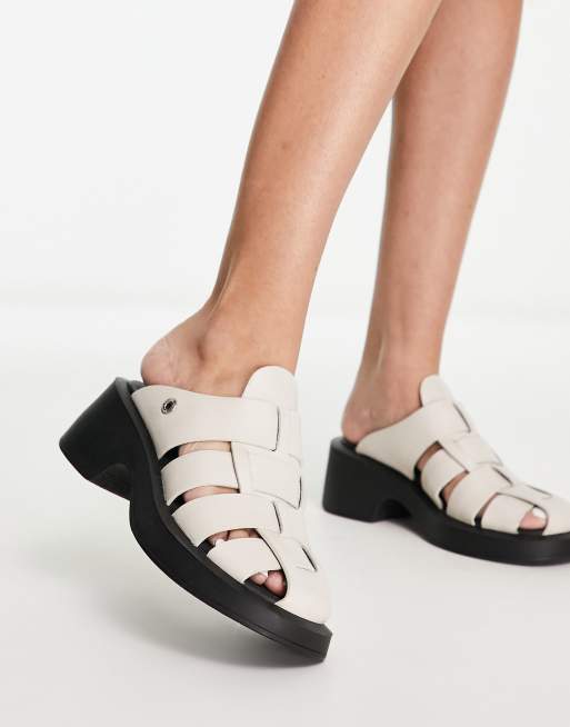 Bronx Vita fisherman mule leather sandals in off white | ASOS