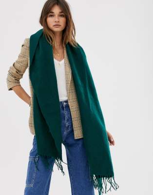 Bufanda larga verde muy suave con diseño tejido y borlas de ASOS DESIGN ...