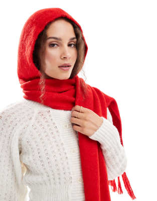 Bufanda roja con capucha de tejido suave de Native Youth | ASOS