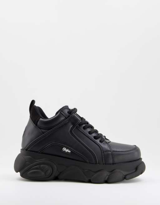 Buffalo Vegan Corin low platform sneakers in black | ASOS