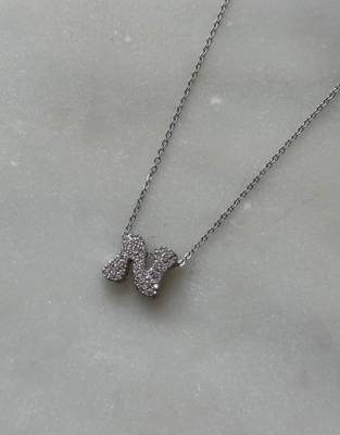 Bymehshake Bubble Letter Necklace Letter 'N' Silver | ASOS
