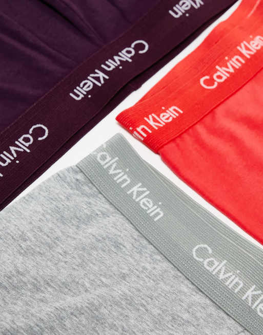 Calvin Klein 3-pack Low Rise Trunks In Purple, Gray And