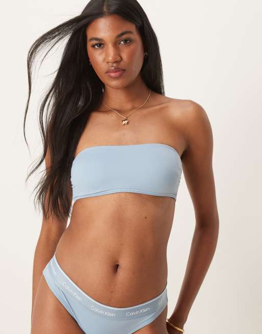 Calvin Klein bandeau bikini top ck meta legacy in faded denim