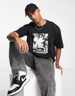 Calvin Klein boxy fit t-shirt with print in black | ASOS