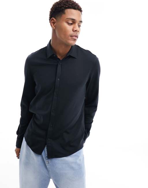 Calvin Klein Chemise Ajustée En Coton Lisse Noir Asos
