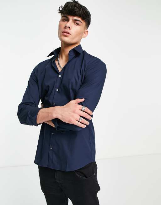 Calvin Klein Chemise Ajustée En Popeline Bleu Marine Asos