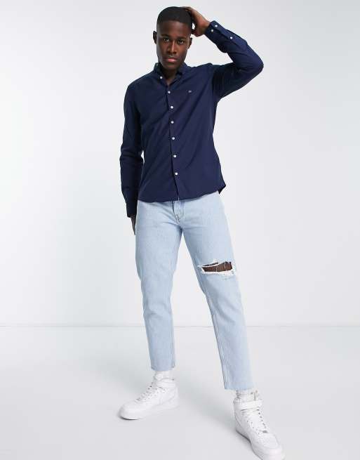 Calvin Klein Chemise Ajustée En Popeline Bleu Marine Asos