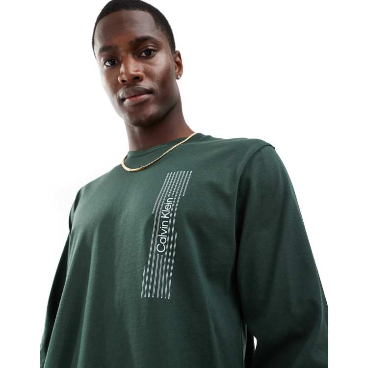 Calvin Klein horizontal logo long sleeve shirt in khaki ASOS