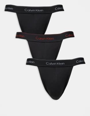 Calvin Klein Icon Cotton Stretch 3 pack jock straps in black with ...