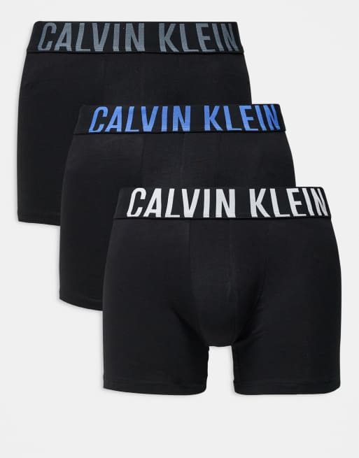 Calvin Klein Intense Power 3 pack cotton boxer briefs in black with ...