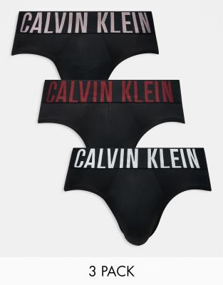 Calvin Klein Intense Power 3 pack hip briefs with coloured logo ...