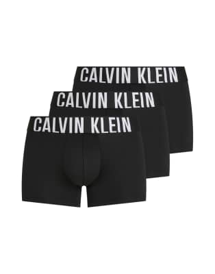 Calvin Klein – Intense Power – Svarta trunks med blått/grått midjeband ...