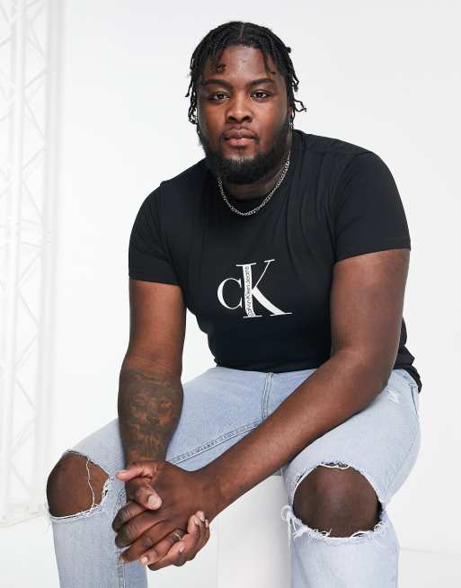 Calvin Klein Jeans Big And Tall Institutional Logo T Shirt In Black Asos