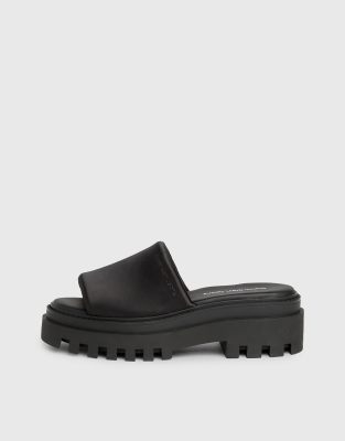 Calvin Klein Jeans Satin Platform Sandals in Ck Black | ASOS
