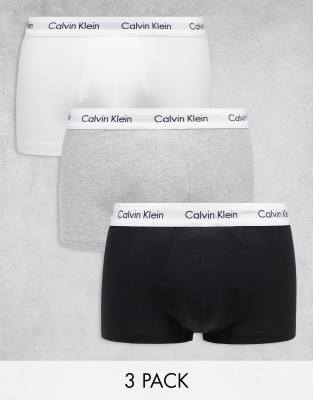 Calvin Klein low rise trunks 3 pack in cotton stretch - MULTI | ASOS