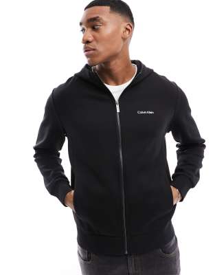 Calvin Klein micro logo Repreve hoodie jacket in black | ASOS