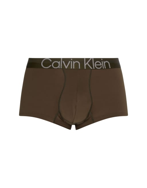 Calvin Klein Modern Structure Low Rise Trunks In Green Asos
