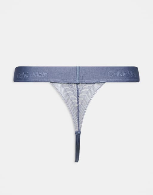 Calvin Klein Sculpt lace lingerie thong in grey | ASOS