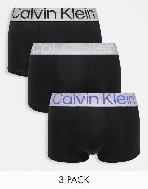 Calvin Klein steel 3 pack micro low rise trunks with contrast ...