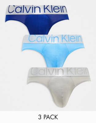 Calvin Klein – Steel – 3er-Pack elastische Baumwollunterhosen in ...