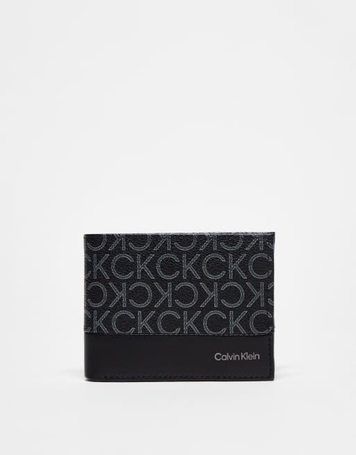 Calvin Klein subtle mono trifold wallet in black | ASOS