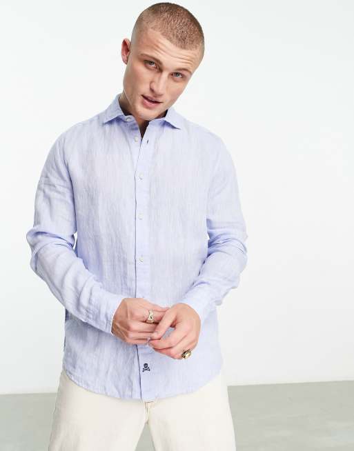 Camisa Azul De Lino Fancy De Scalpers Asos