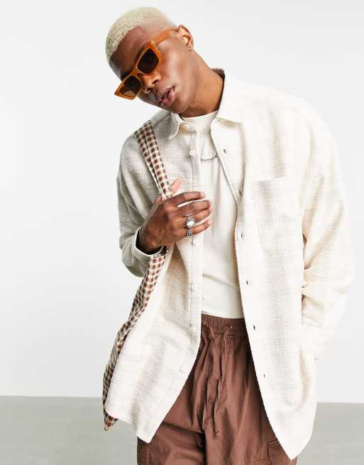 Camisa Beis Extragrande A Cuadros De Asos Design Asos
