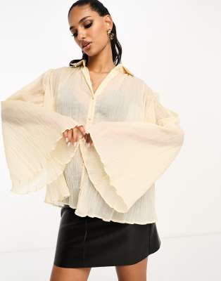 Camisa color crema metalizado con acabado rugoso de ASOS DESIGN | ASOS