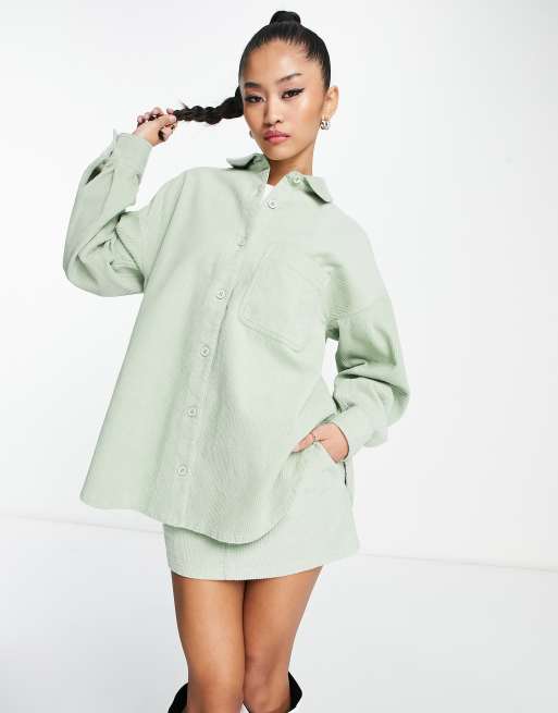 Camisa Color Salvia Extragrandes De Pana De Asos Design Parte De Un