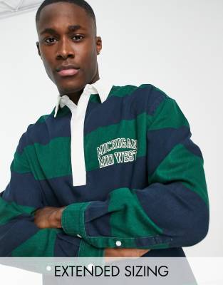 Camisa de rugby extragrande a rayas estilo años 90 con estampado de ...