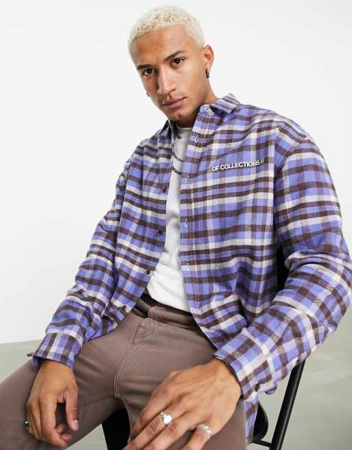 Camisa Extragrande A Cuadros Estilo Años 90 Con Logo Bordado De Asos
