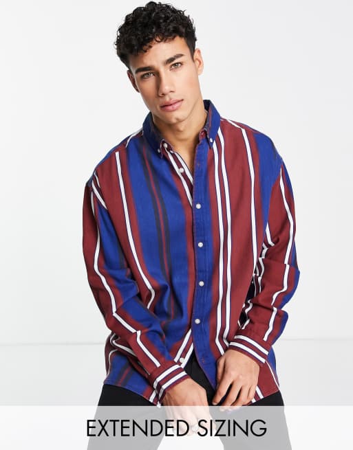 Camisa Extragrande A Rayas Con Diseño Universitario De Estilo Años 90