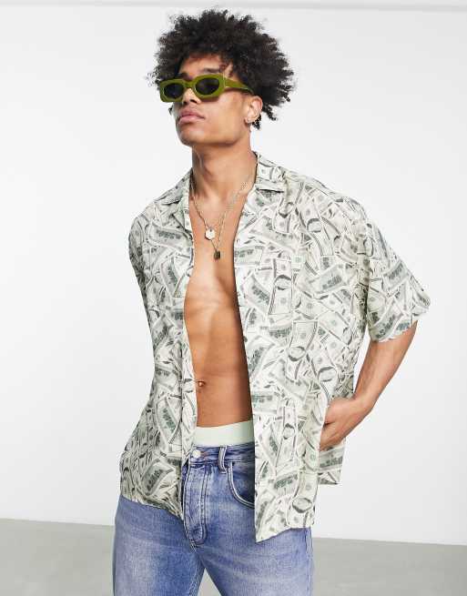 Camisa Extragrande De Corte Cuadrado Con Solapas Y Estampado De