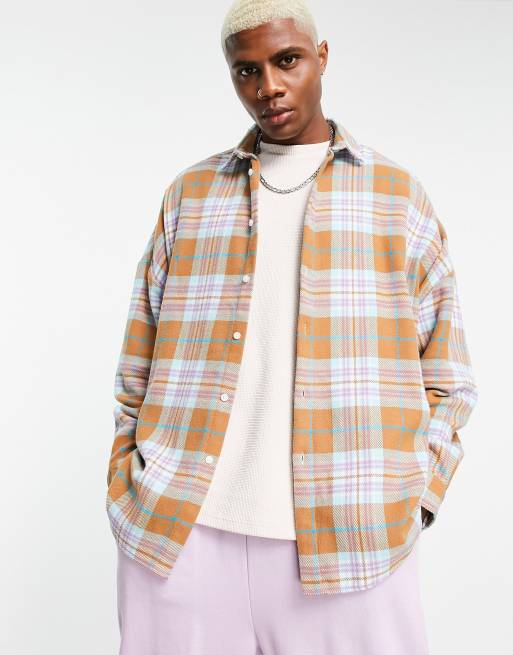 Camisa Tostada A Cuadros Extragrande De Asos Design Asos