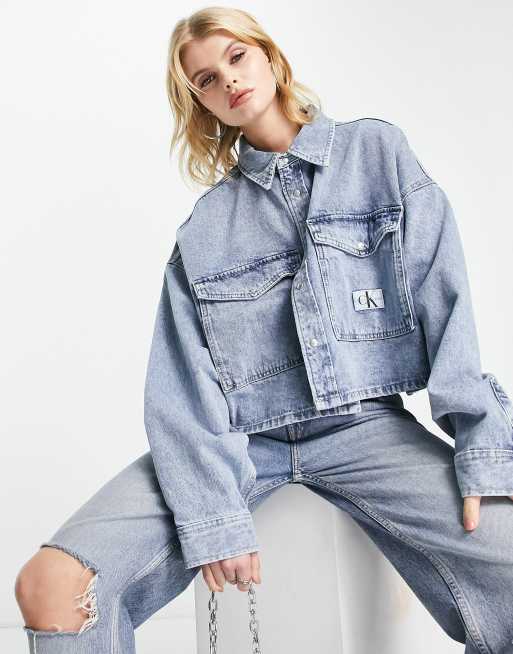 Camisa Vaquera Corta Azul Con Lavado Medio De Calvin Klein Jeans Asos