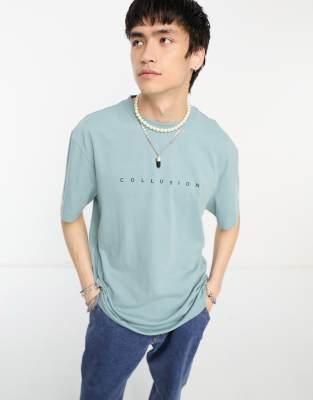 Camiseta azul claro con logo de COLLUSION | ASOS