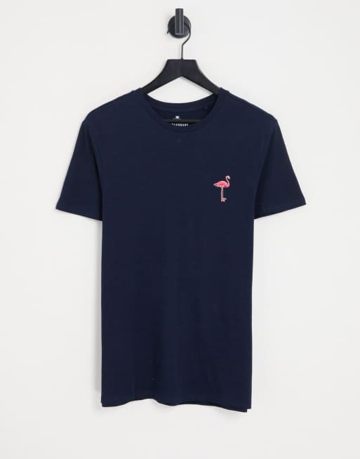Camiseta Azul Marino Con Flamenco Bordado De Threadbare Asos