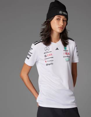 Camiseta blanca de estilo piloto de carreras Mercedes Formula One de ...