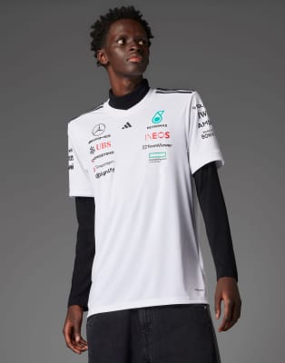 Camiseta blanca de estilo piloto de equipo Mercedes Formula One de ...